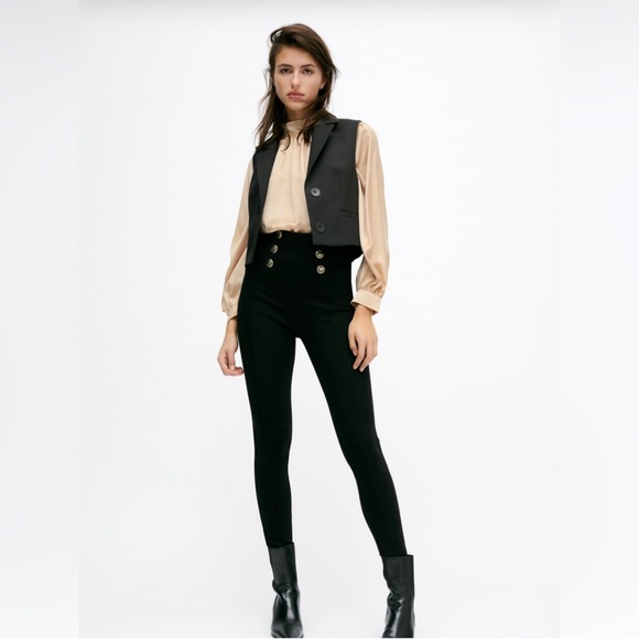 Zara | Pants & Jumpsuits | Zara Legging With Gold Buttons | Poshmark